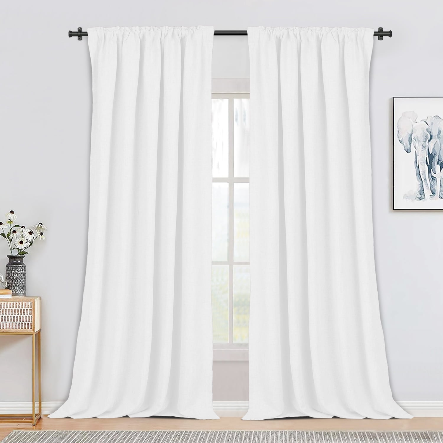 Full Blackout Curtains Thermal Insulated Curtains, Rod Pocket Faux ...