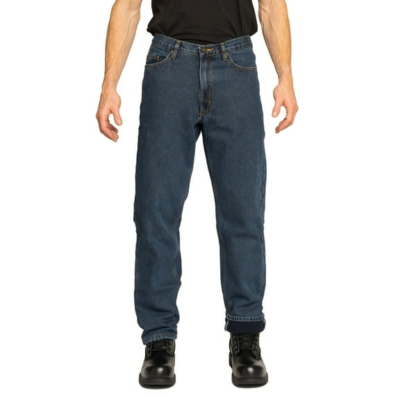 FULL BLUE 5 Pocket Fleece Lined Jeans, Bonded, Relaxed Fit, Medium Wash ...