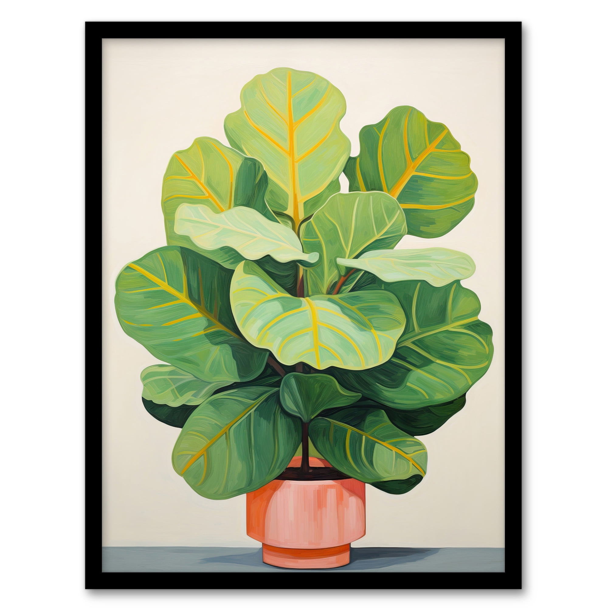 Full Bodied Fiddle Leaf Fig Watercolour Painting Pastel Colour Green ...