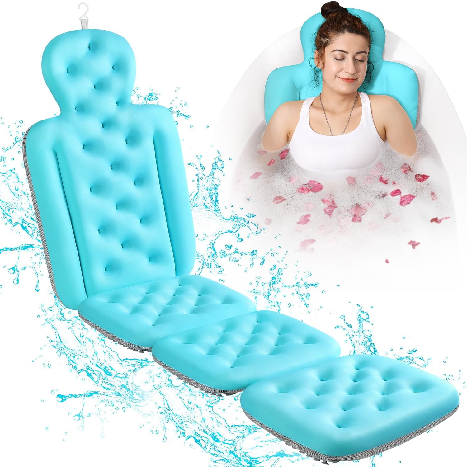 Full Body Bath Pillow for Bathtub, Thick Bathtub Cushion with Laundry ...