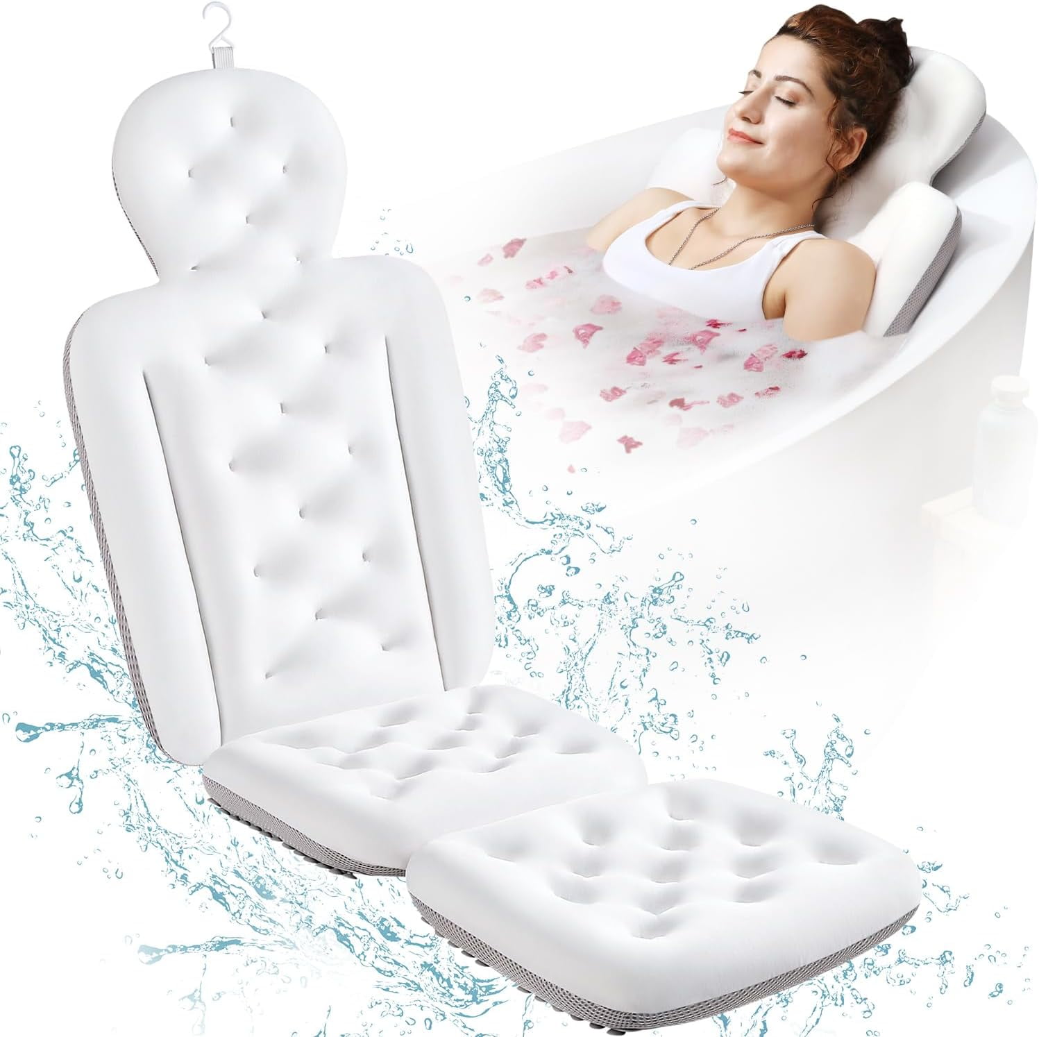 Full Body Bath Pillow for Bathtub, Thick Bathtub Cushion with Laundry ...