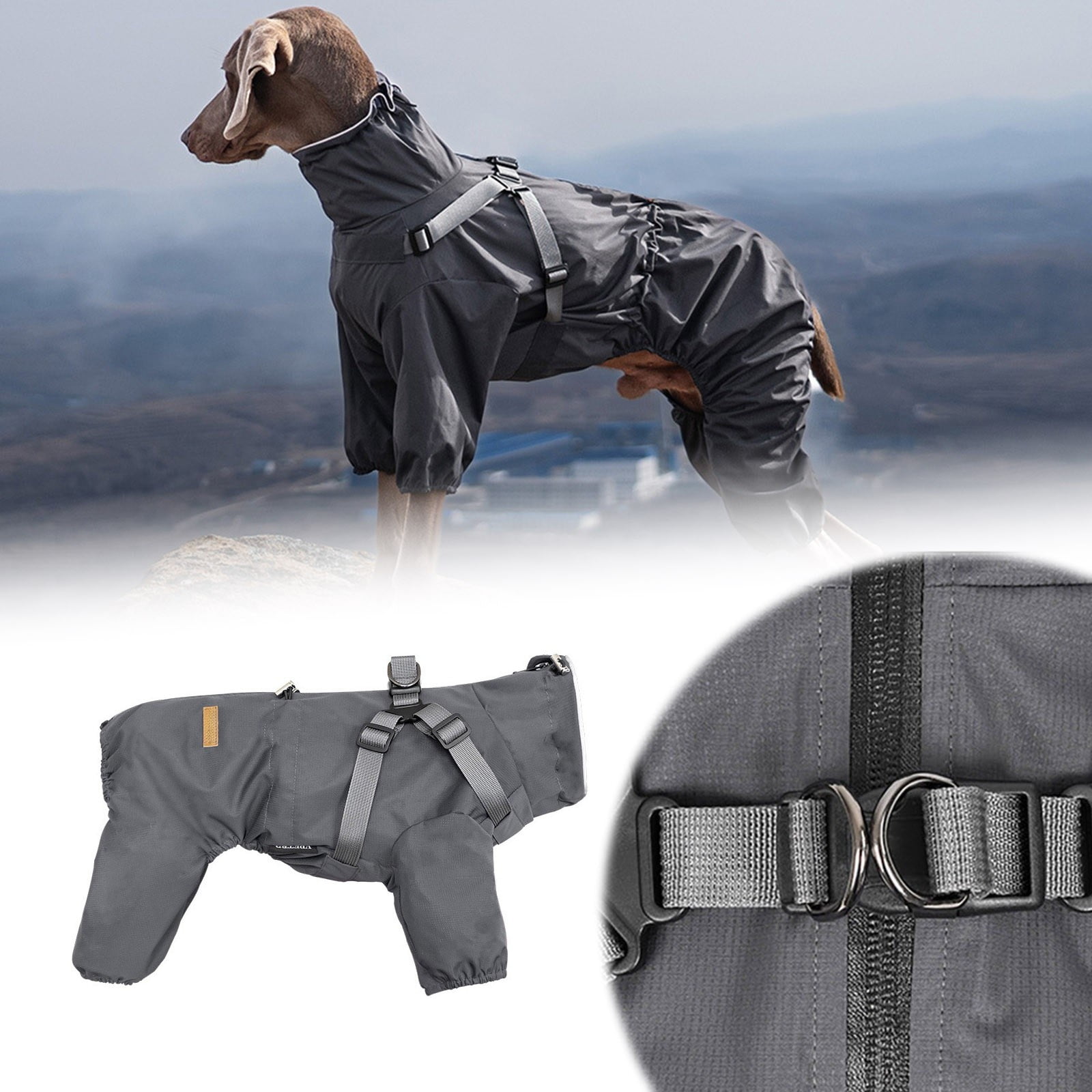 Full Body Dog Raincoat Four Leg All Weather Pet Jacket For Small Medium ...