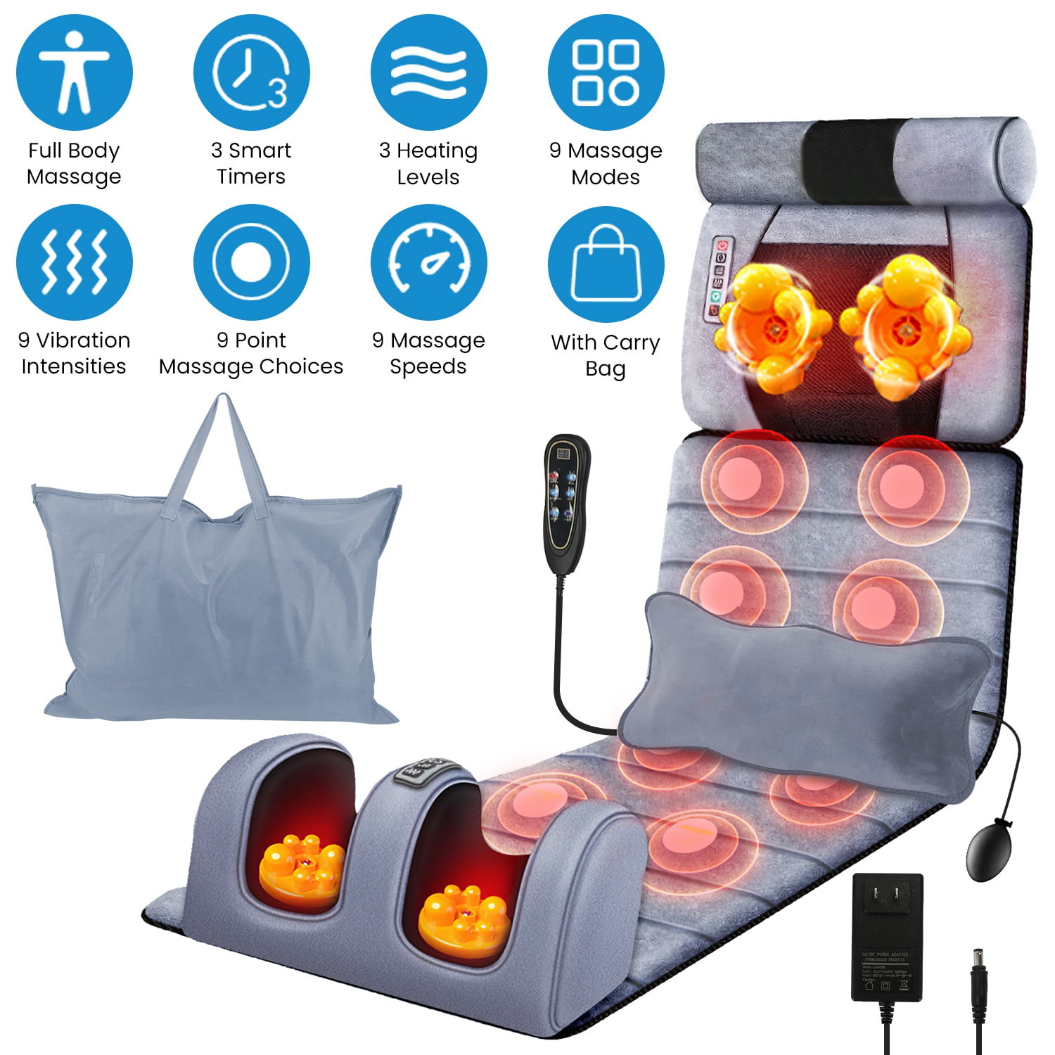 Full Body Electric Heating Massage Mat Vibration Massage Cushion Back ...