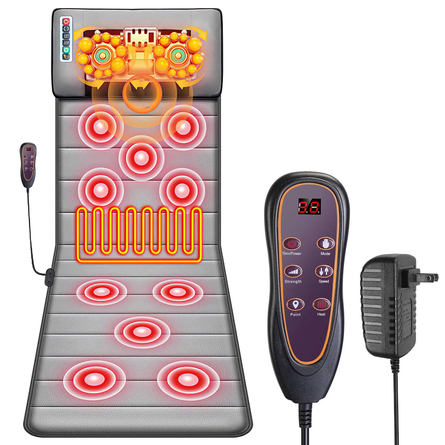 TeqHome Full Body Electric Massage Mat with Heat 10 Motors Vibrating ...
