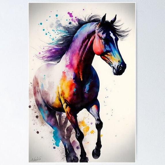 Full Body Horse Watercolor Portrait Poster, Poster Home Decor, Poster ...