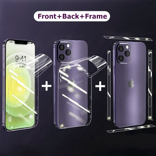 Full Body Hydrogel Film For iPhone 15 14 11 12 13 Pro Max Frame Front ...