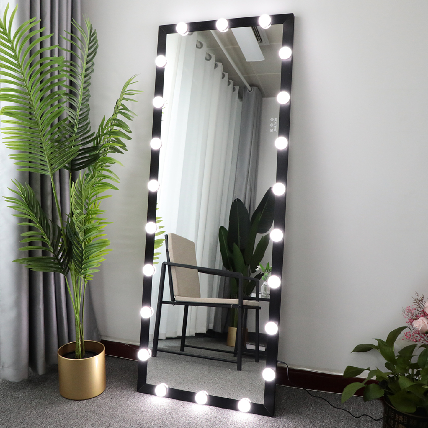 Full Body LED Mirror, 63x24in, Modern Black Standing Floor or Wall ...