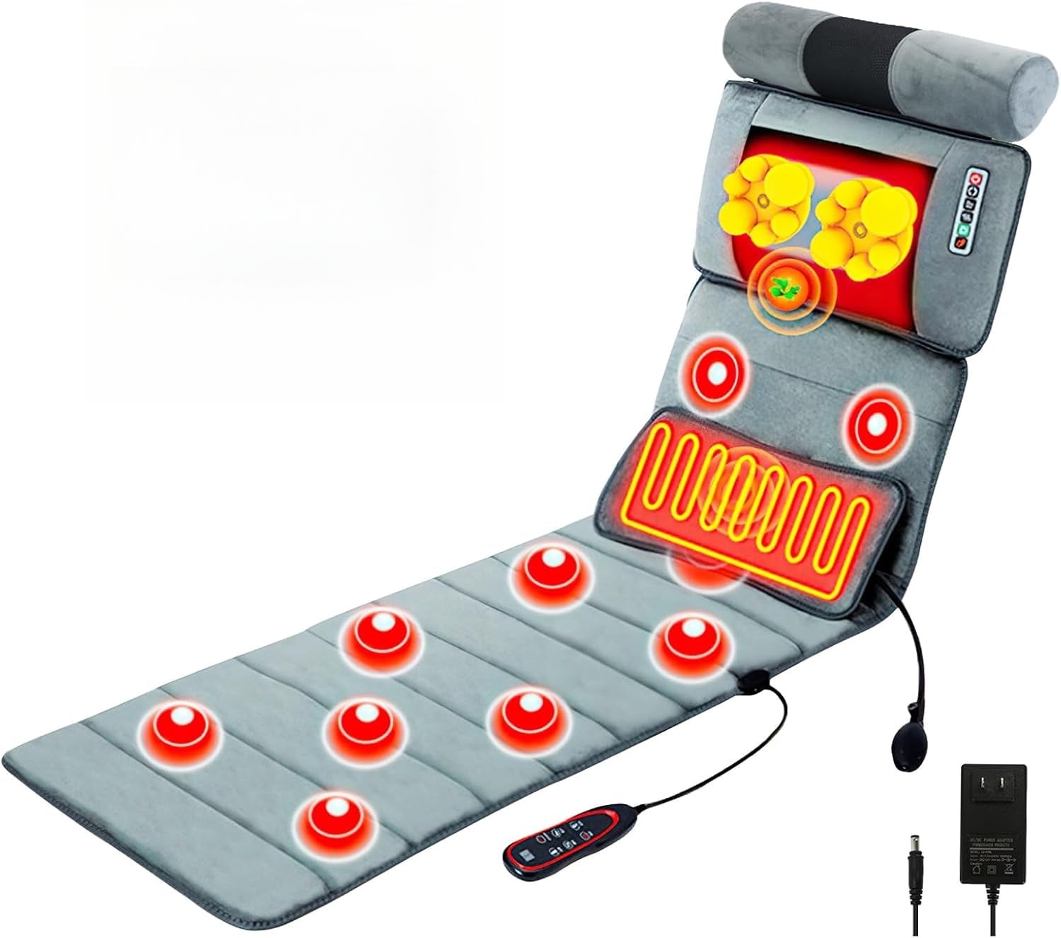 Full Body Massage Mat with Heat, Electric Massage Mat Chair Pad Back ...