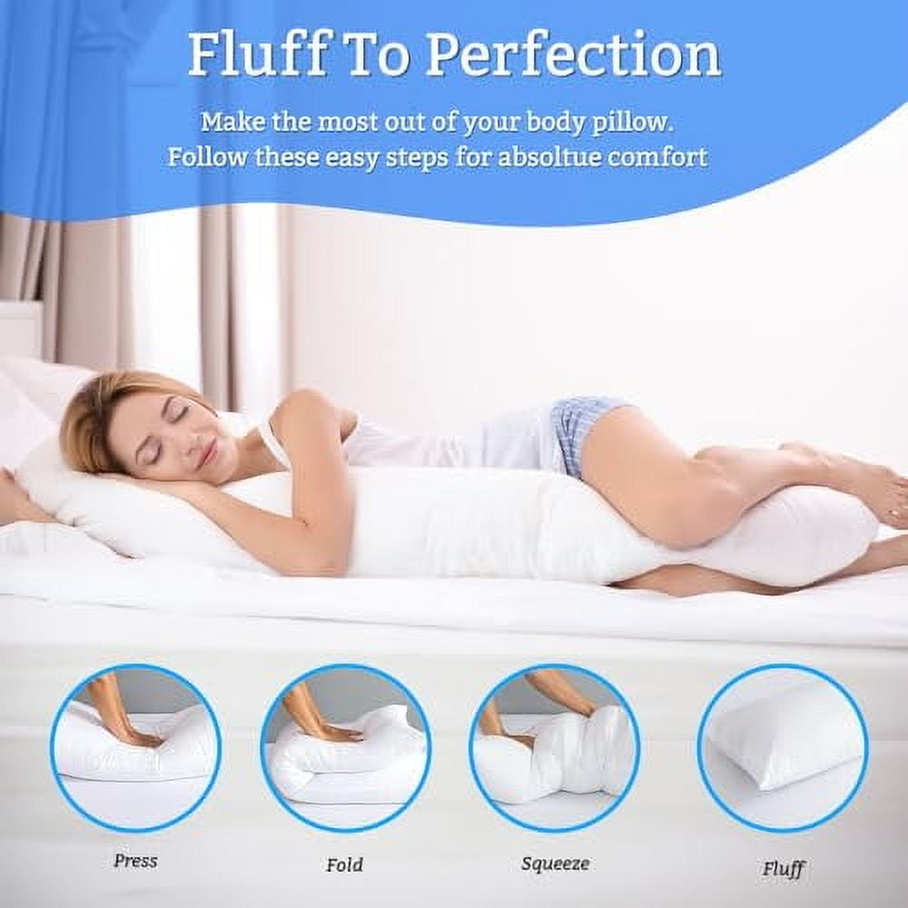 Full Body Pillow for Adults, Made in USA, Large 20 x 60 Inch Fluffy ...