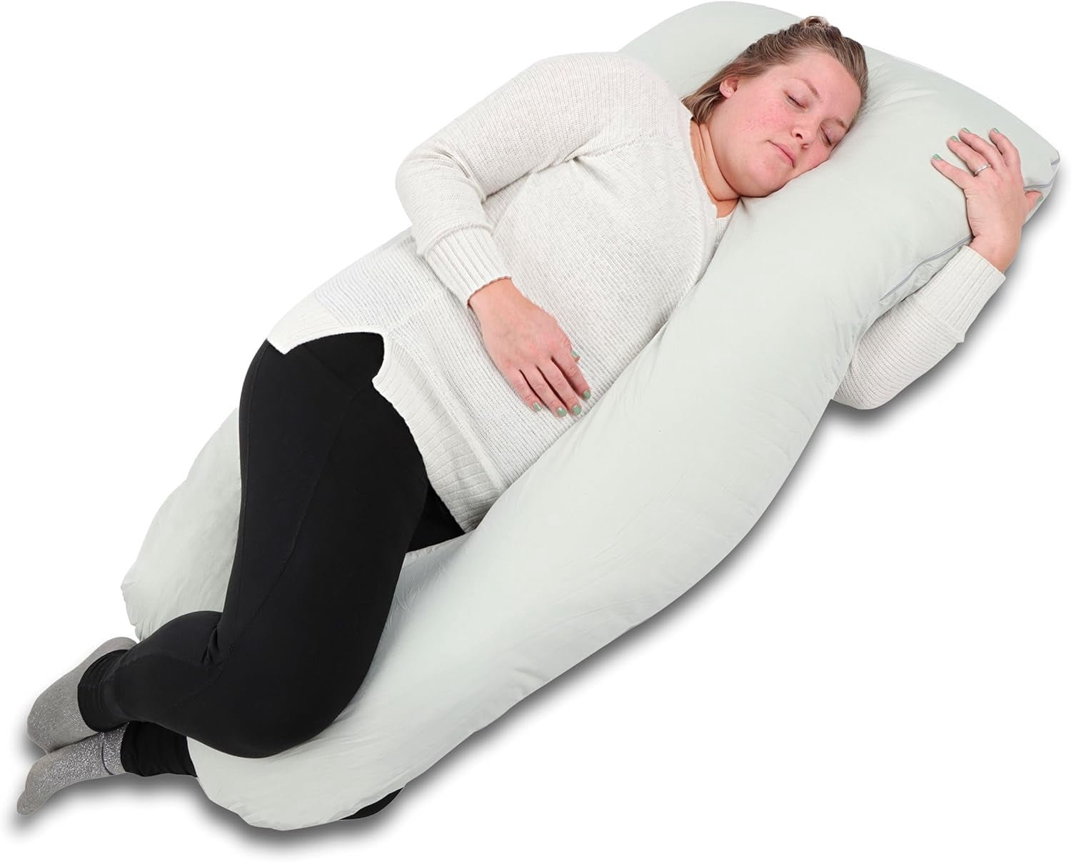 Full Body Pillow - Light Gray 55 x 31in Firm Curved Body Pillow with ...