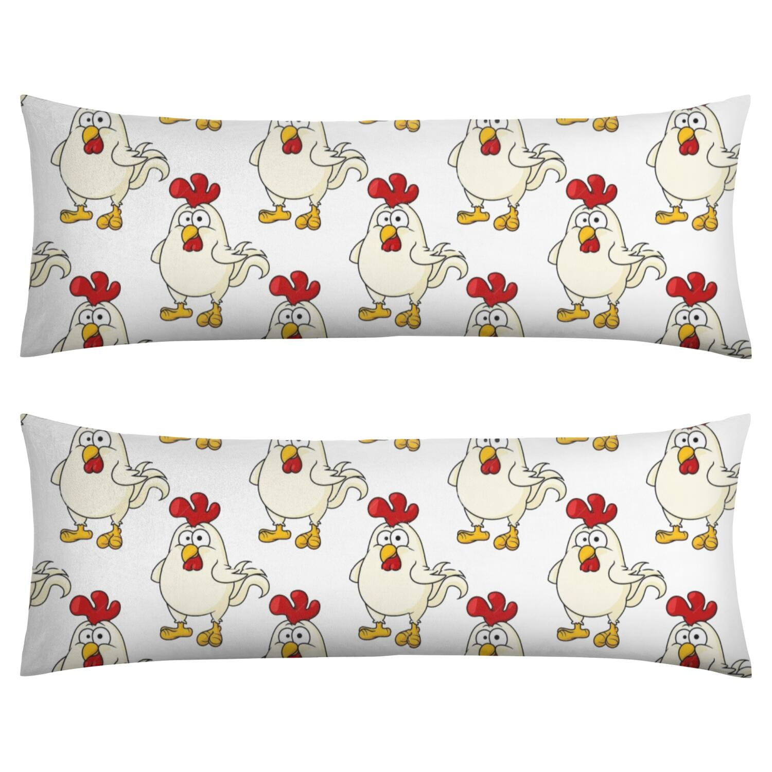 Full Body Pillow Protector - Machine Washable Cover with Rooster Print Design (Farmhouse Rustic ...
