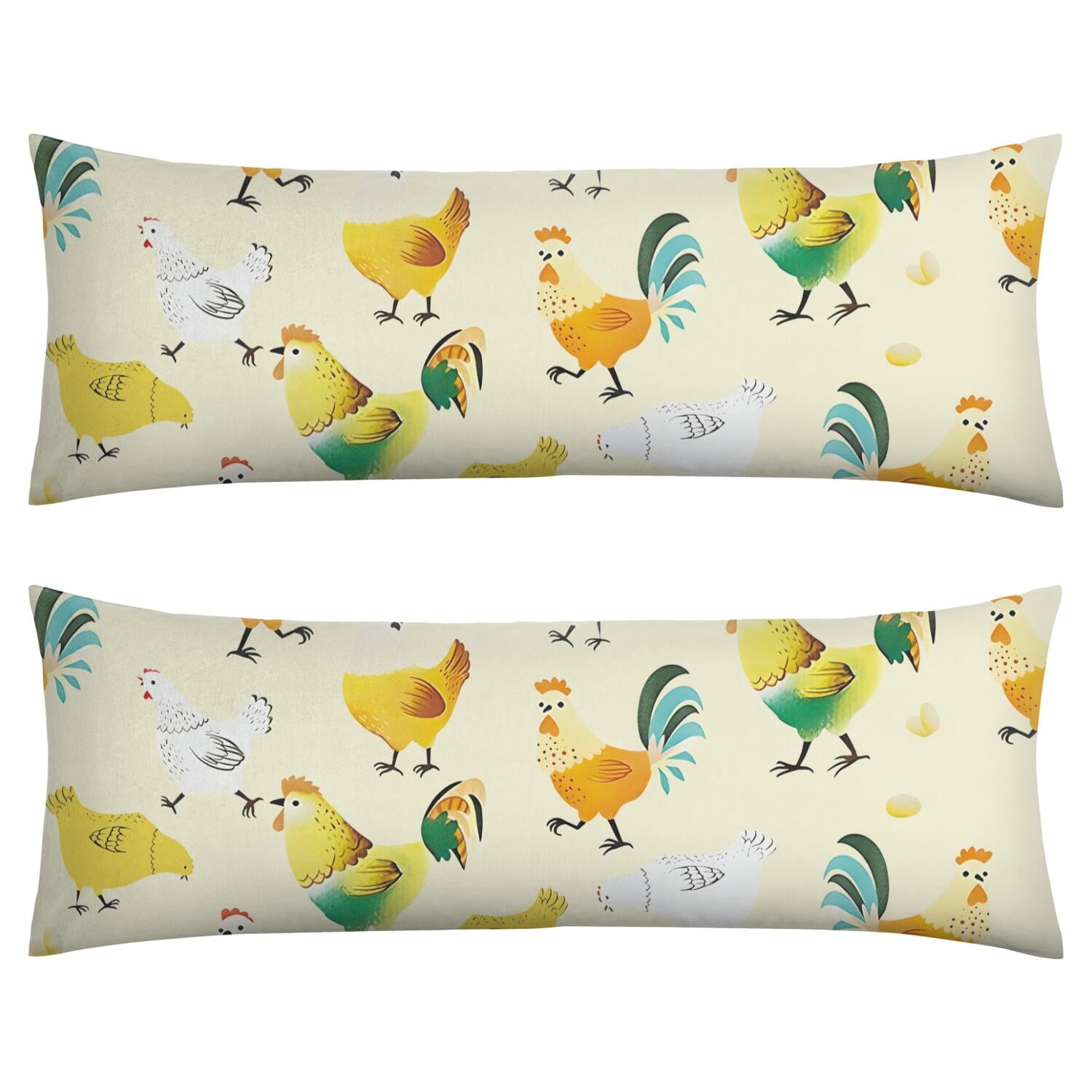 Full Body Pillow Protector - Machine Washable Cover with Rooster Print ...