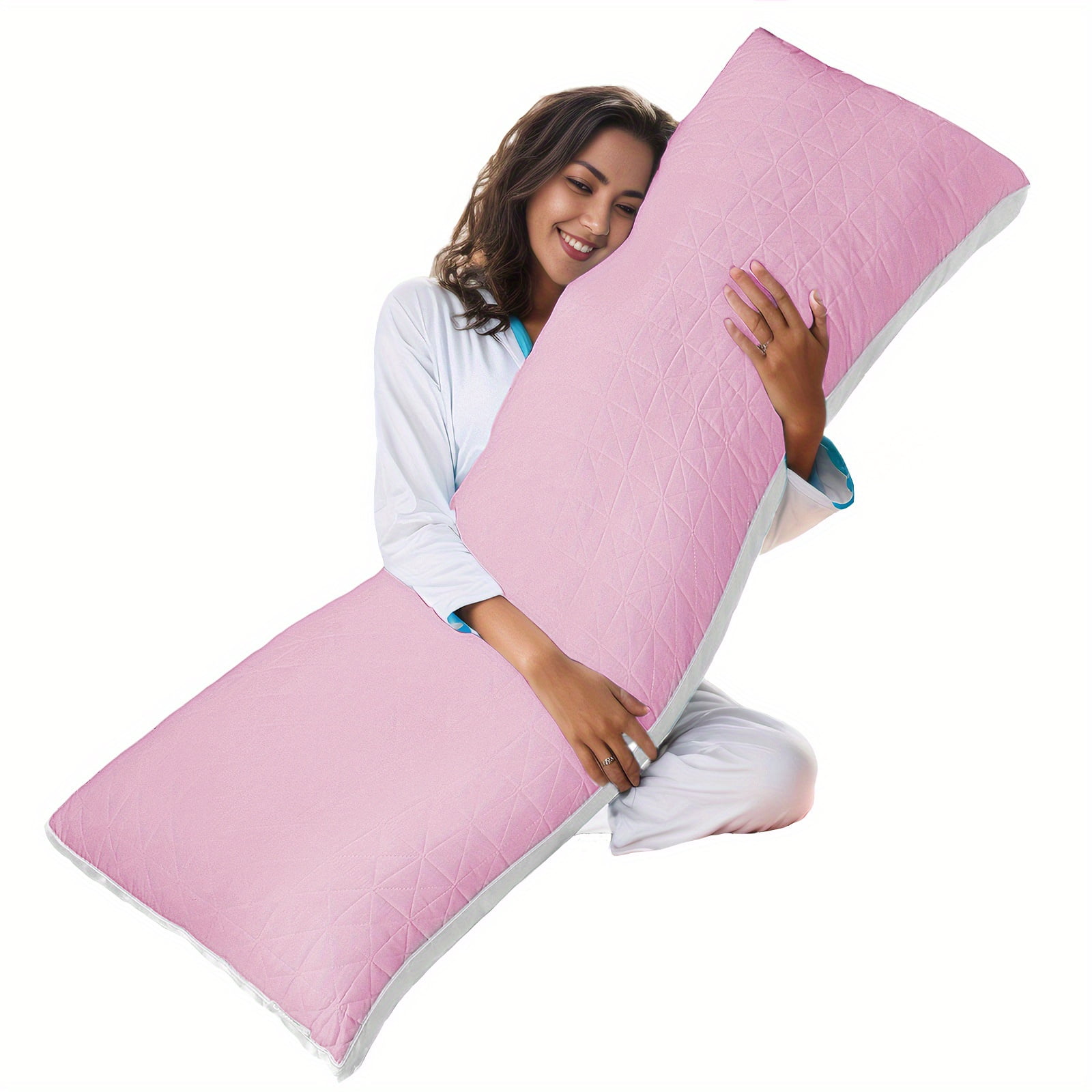 Full Body Pillow for Adults 2-Section Adjustable Shredded - Pink White ...