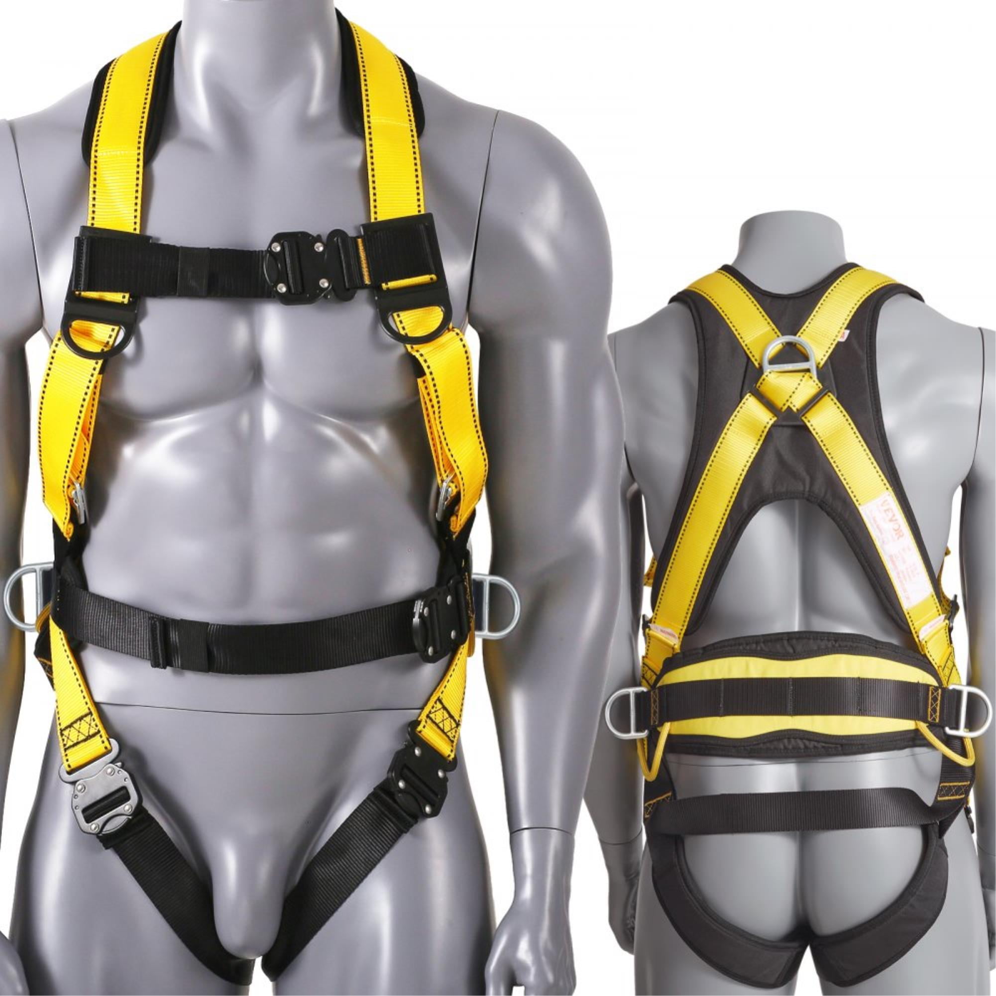 Full Body Safety Harness with Padding, D-Rings & Lanyard for Fall ...