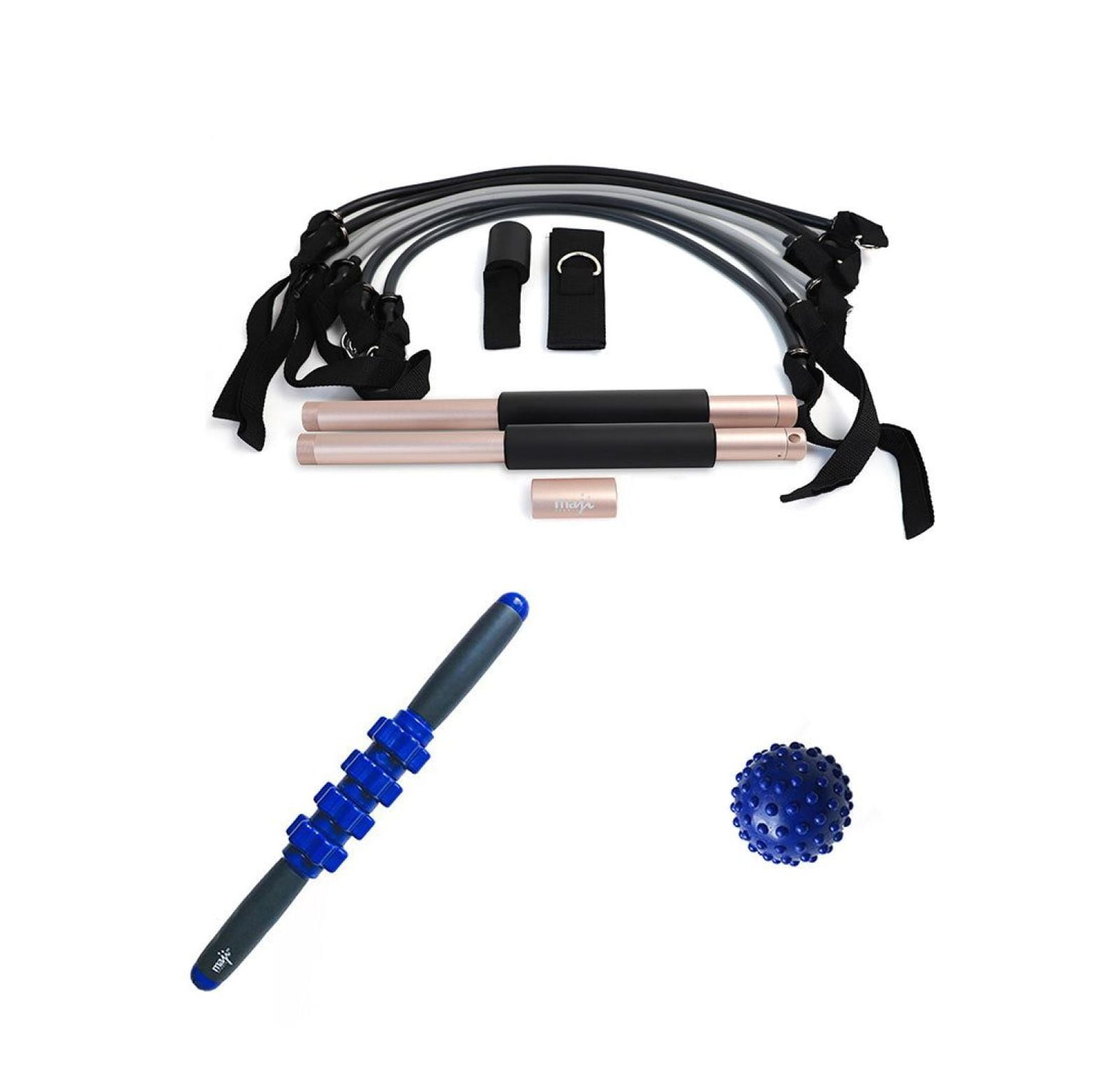 Full Body Strength & Flex Bundle: Massage Stick, Exercise Bar & Foot ...