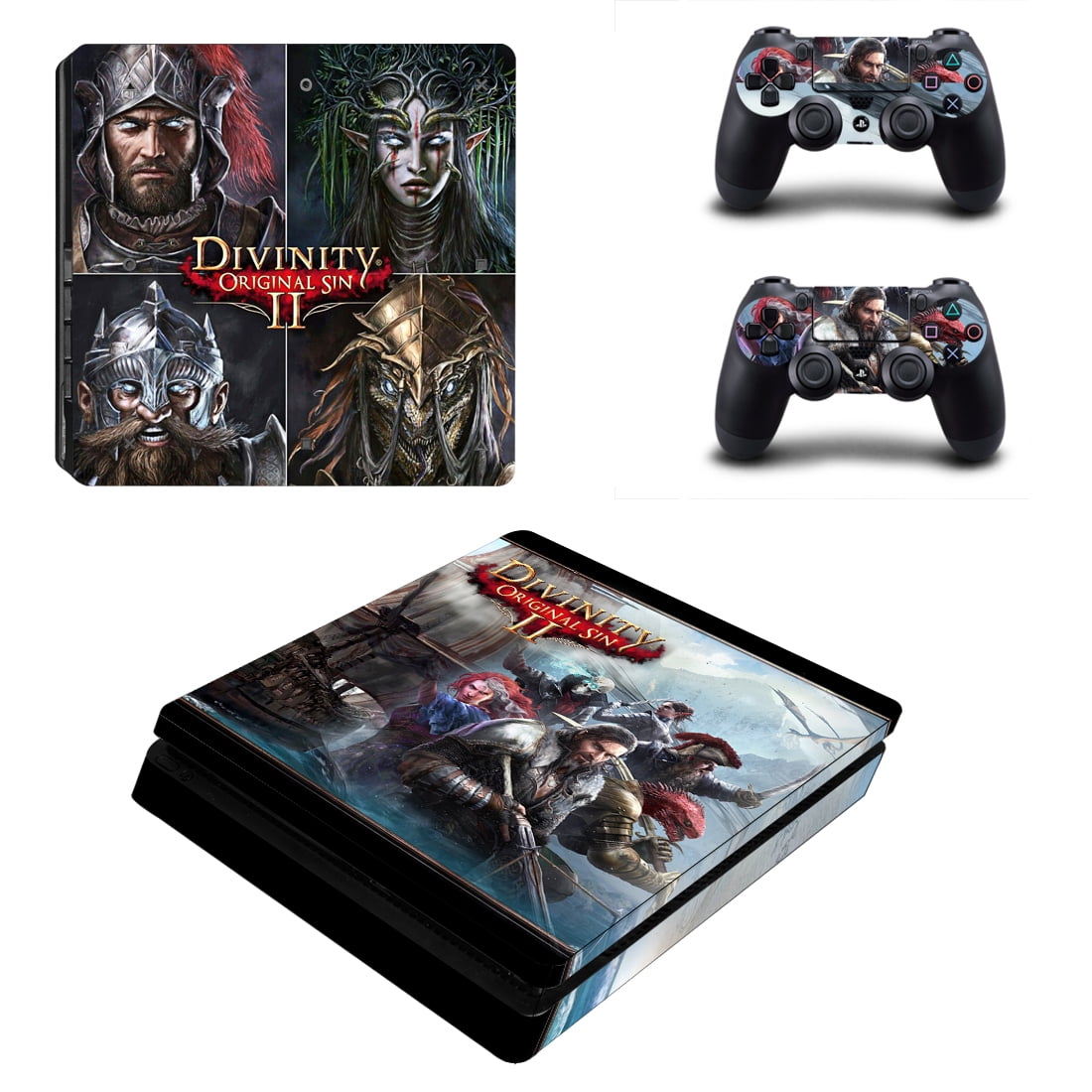Full Body Vinyl Skin Stickers for PS4 Slim Console and Controllers ...
