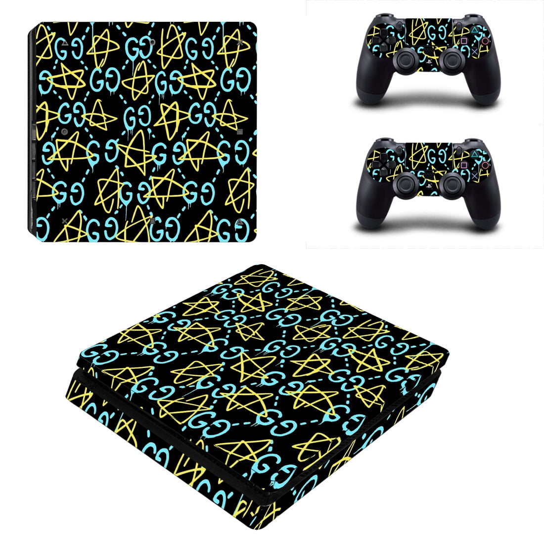 Full Body Vinyl Skin Stickers for PS4 Slim Console and Controllers ...