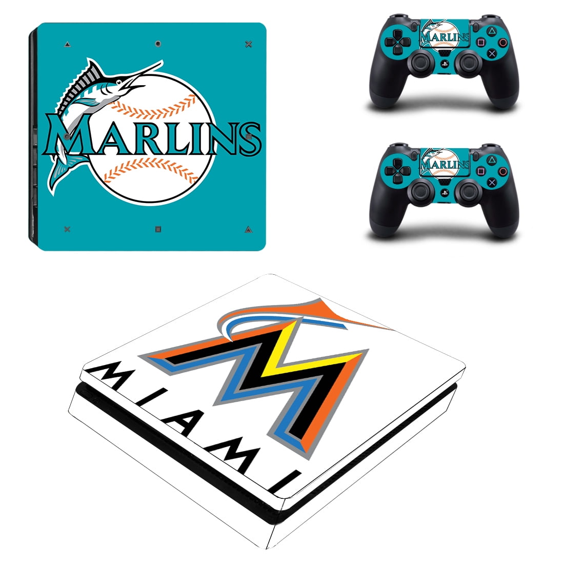 Full Body Vinyl Skin Stickers for PS4 Slim Console and Controllers ...