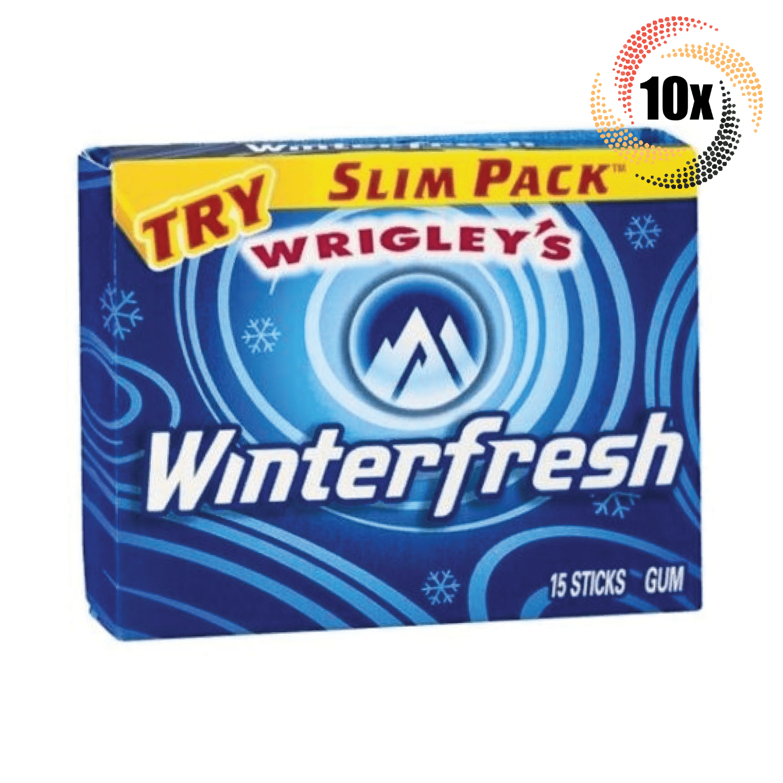 Full Box 10x Packs Wrigleys Winterfresh Slim Pack Gum | 15 Sticks Per ...