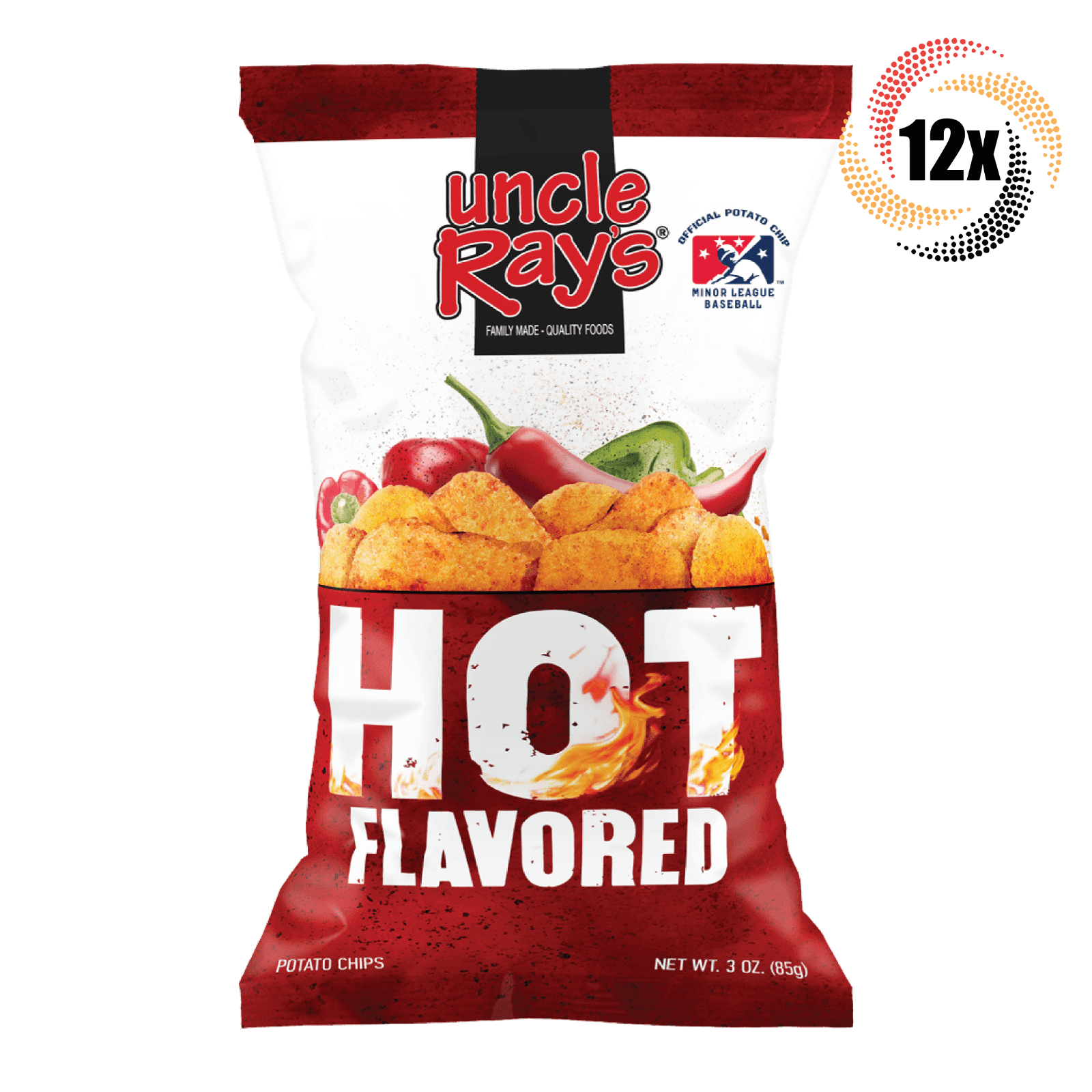 Full Box 12x Bags Uncle Ray's Hot Flavored 4.5oz | Official MLB Chips ...