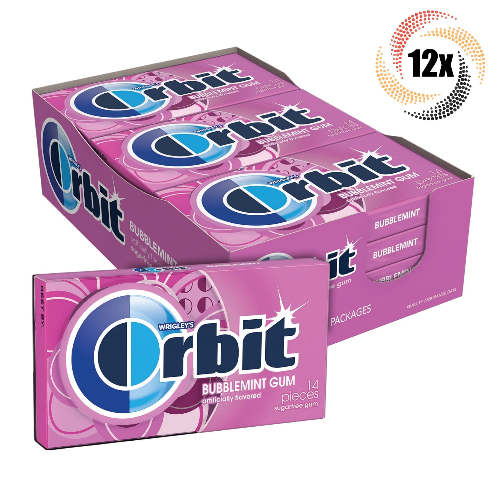 Full Box 12x Packs Orbit Bubblemint Flavor Sugarfree Gum - 14 Pieces ...