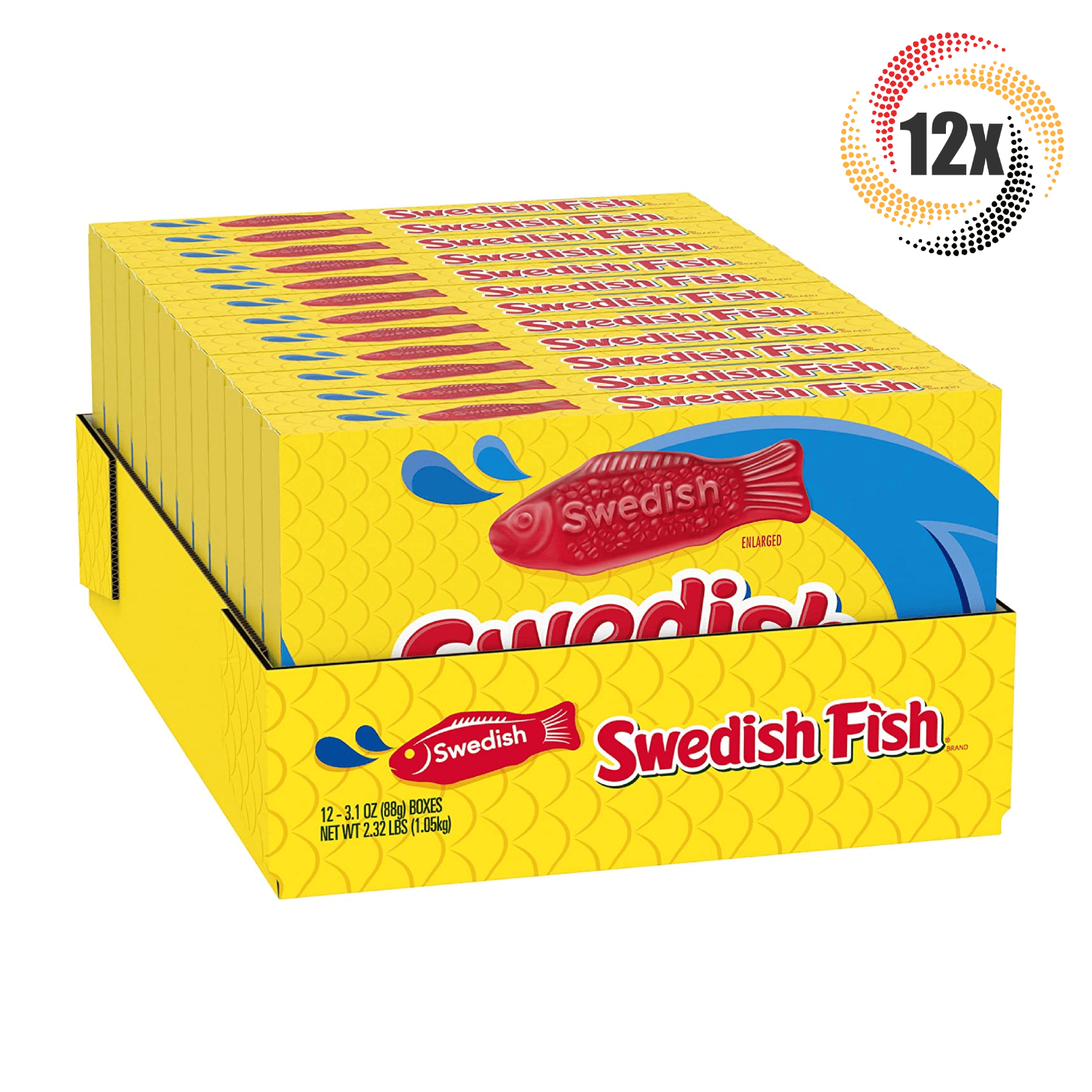 Full Box 12x Packs Swedish Fish Brand Original Soft & Chewy Theater ...