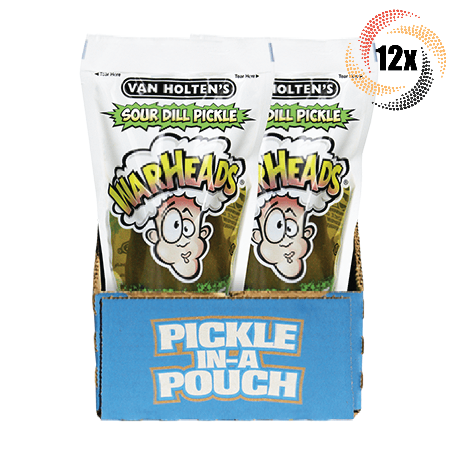Full Box 12x Pouches Van Holten's Warheads Sour Jumbo Dill Pickle In ...