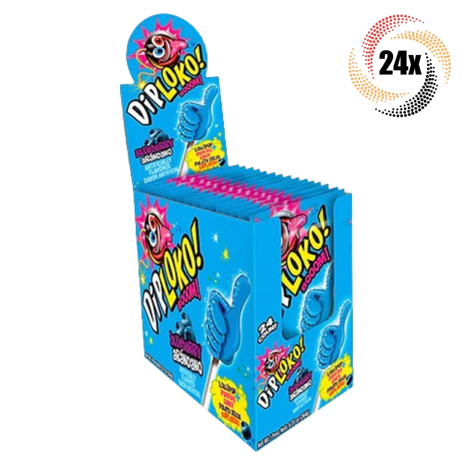 Full Box 24x Packets Dip Loko Booom! Blueberry Flavored Popping Candy ...