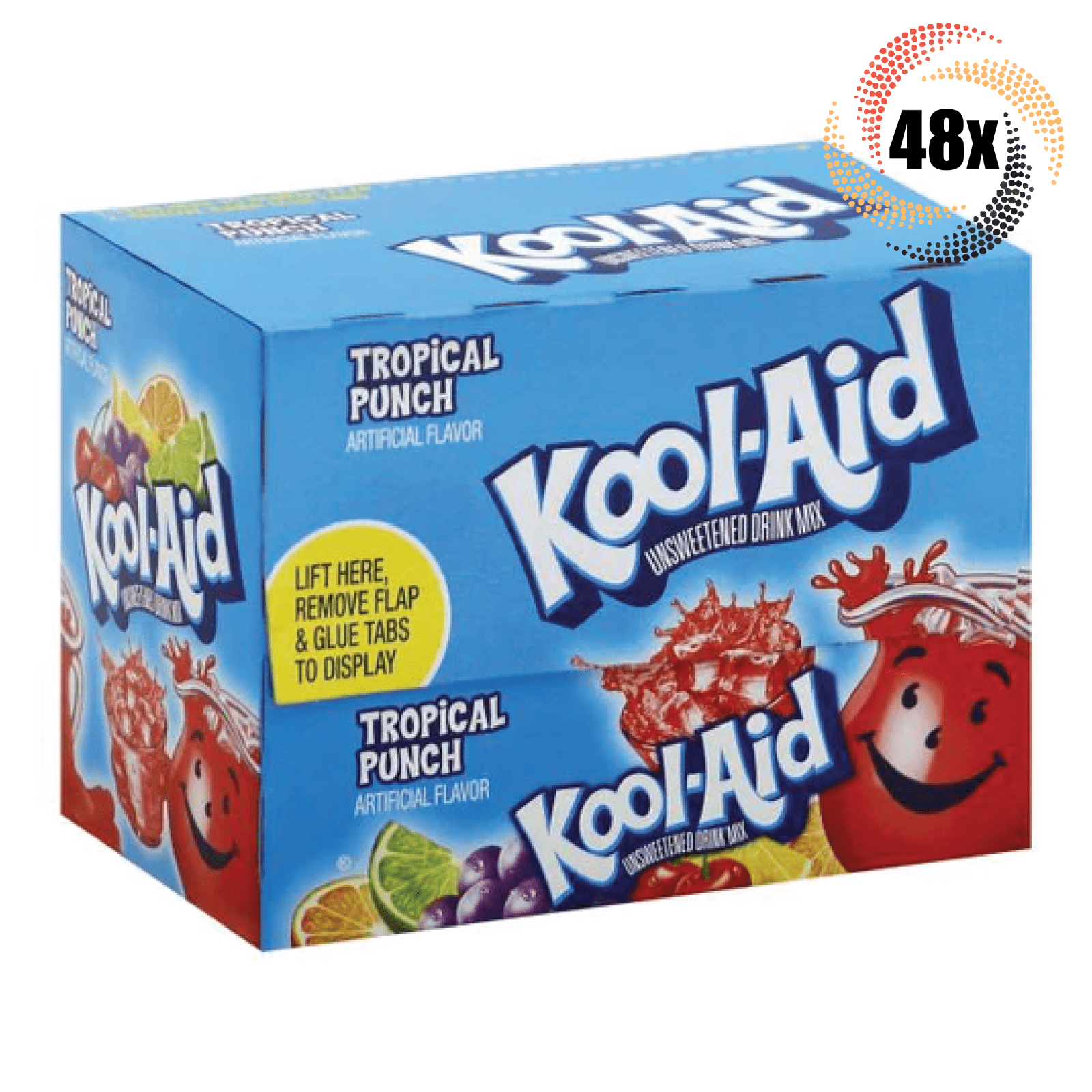 Full Box 48x Packets Kool-Aid Tropical Punch Soft Drink Mix | Caffeine ...