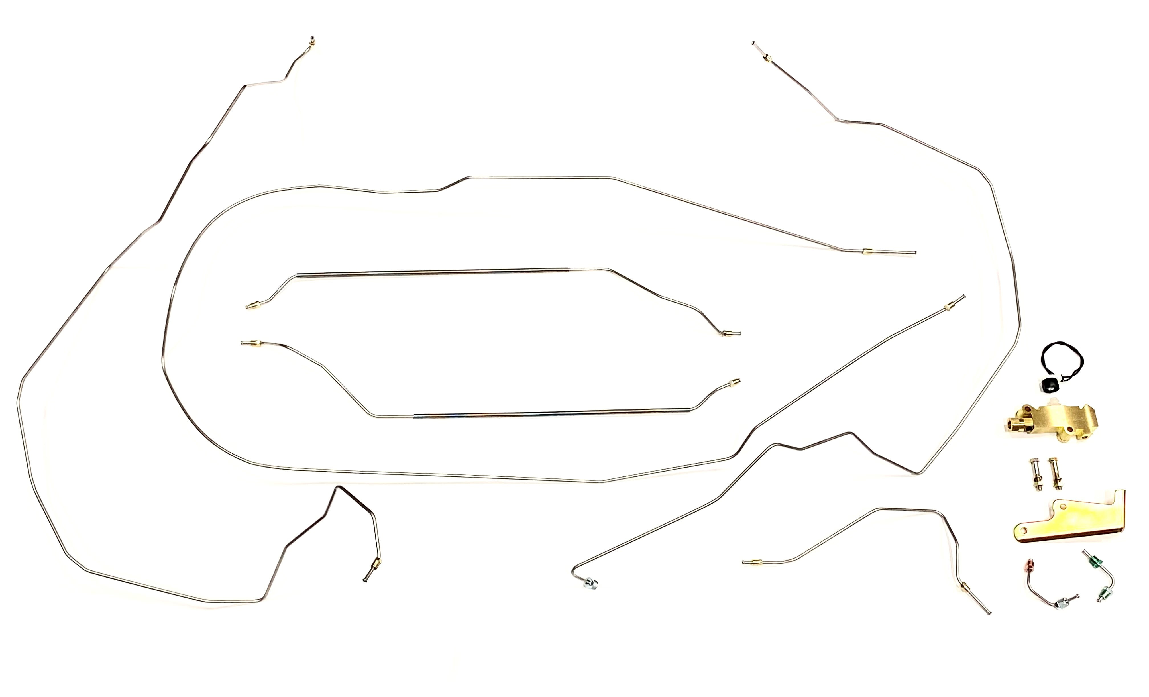 Full Car Brake Line Kit - Fits 55-57 Chevy Car - Stainless - Valve ...