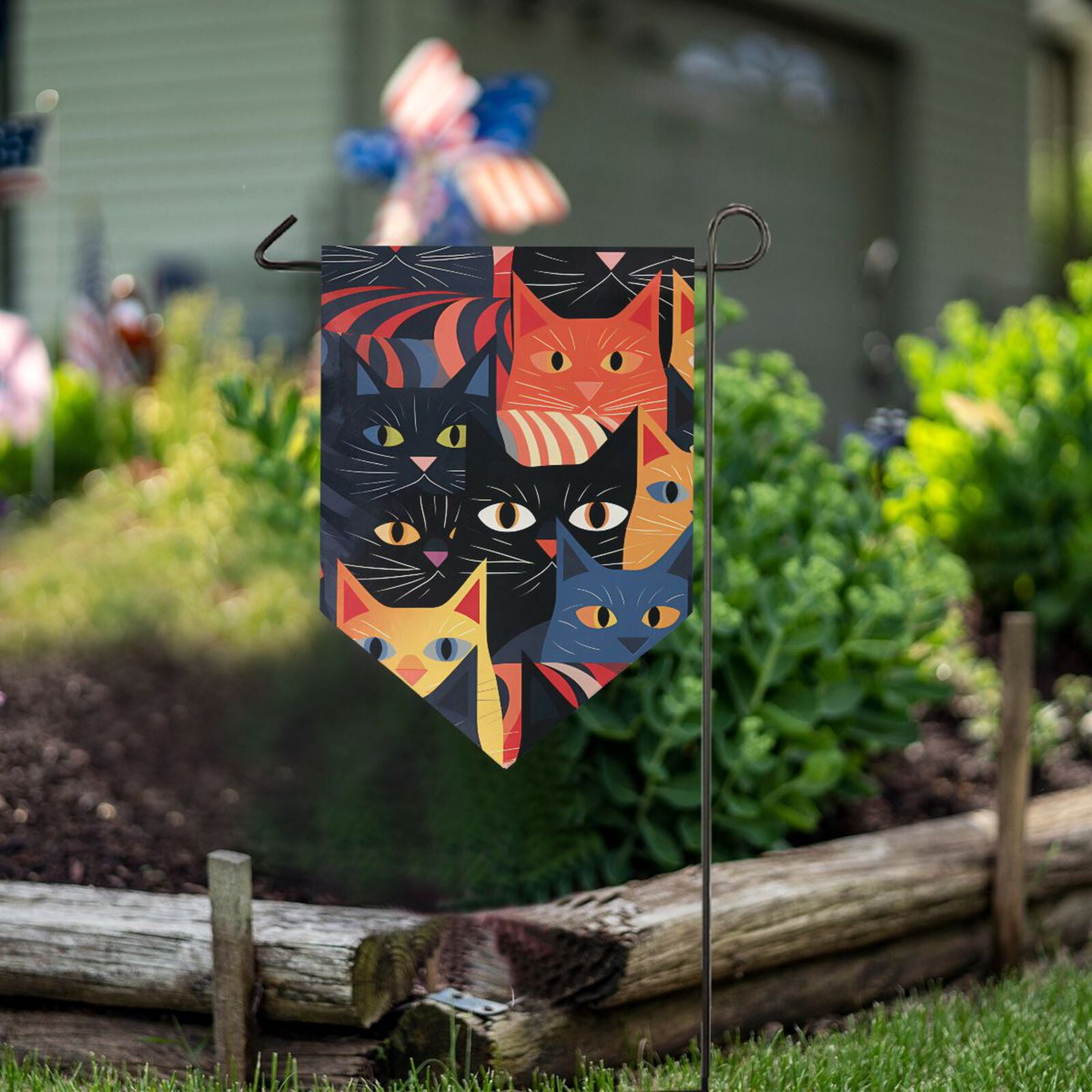 Full Cats Garden Flag 18" x 12.5" Double Sided Yard Lawn Outdoor Decor ...