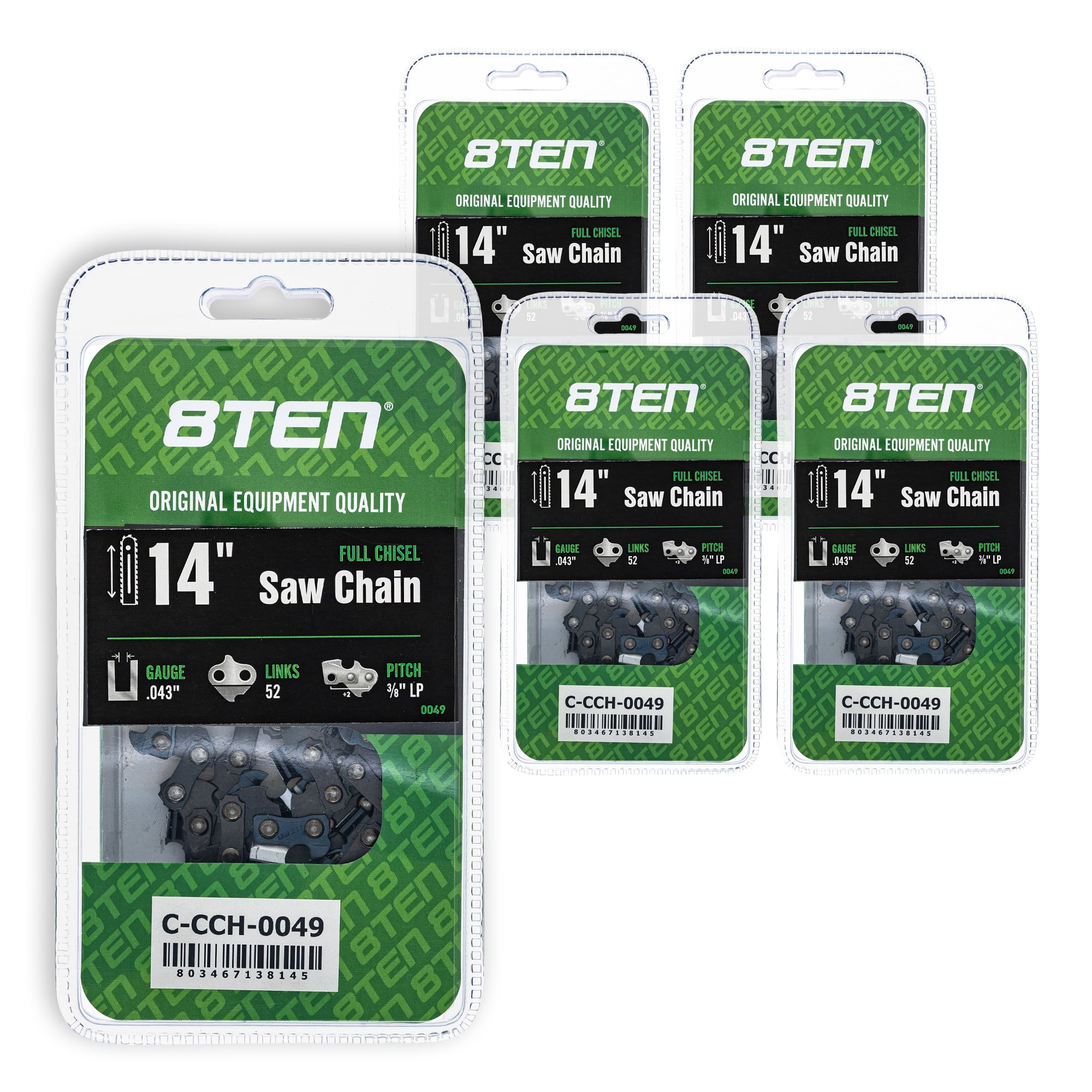 Full Chisel Chainsaw Chain 14 inch .043 3/8 LP 52DL for Poulan Ryobi 5 ...