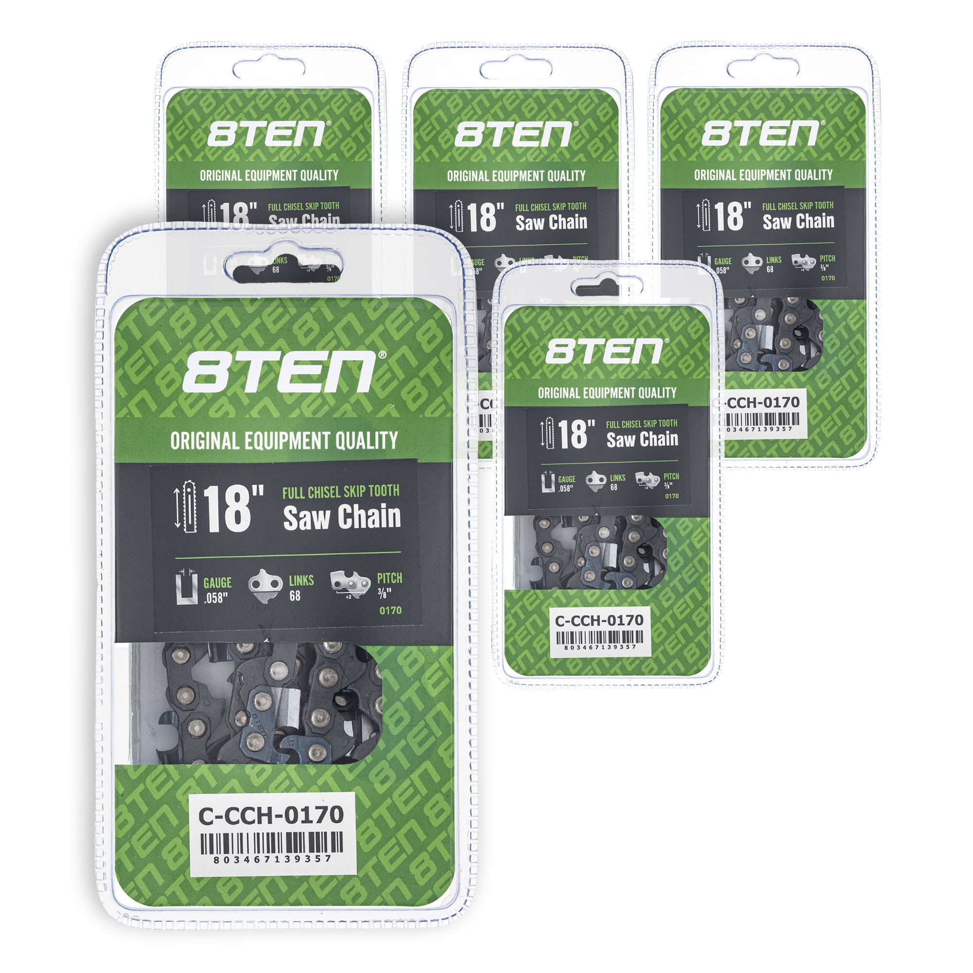 Full Chisel Skip Tooth Chainsaw Chain 18 inch .058 3/8 68DL for ...