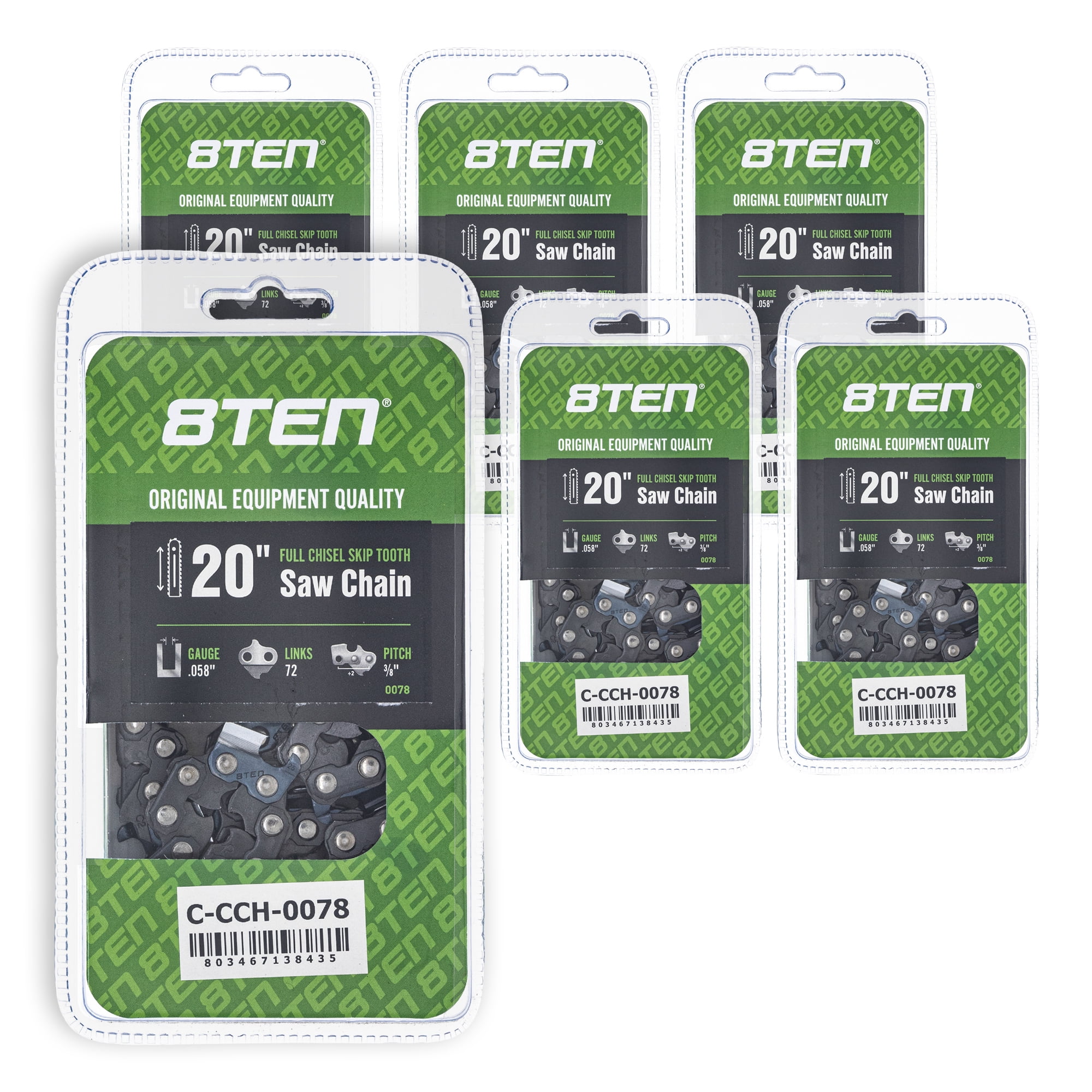 Full Chisel Skip Tooth Chainsaw Chain 20 inch .058 3/8 72DL for ...