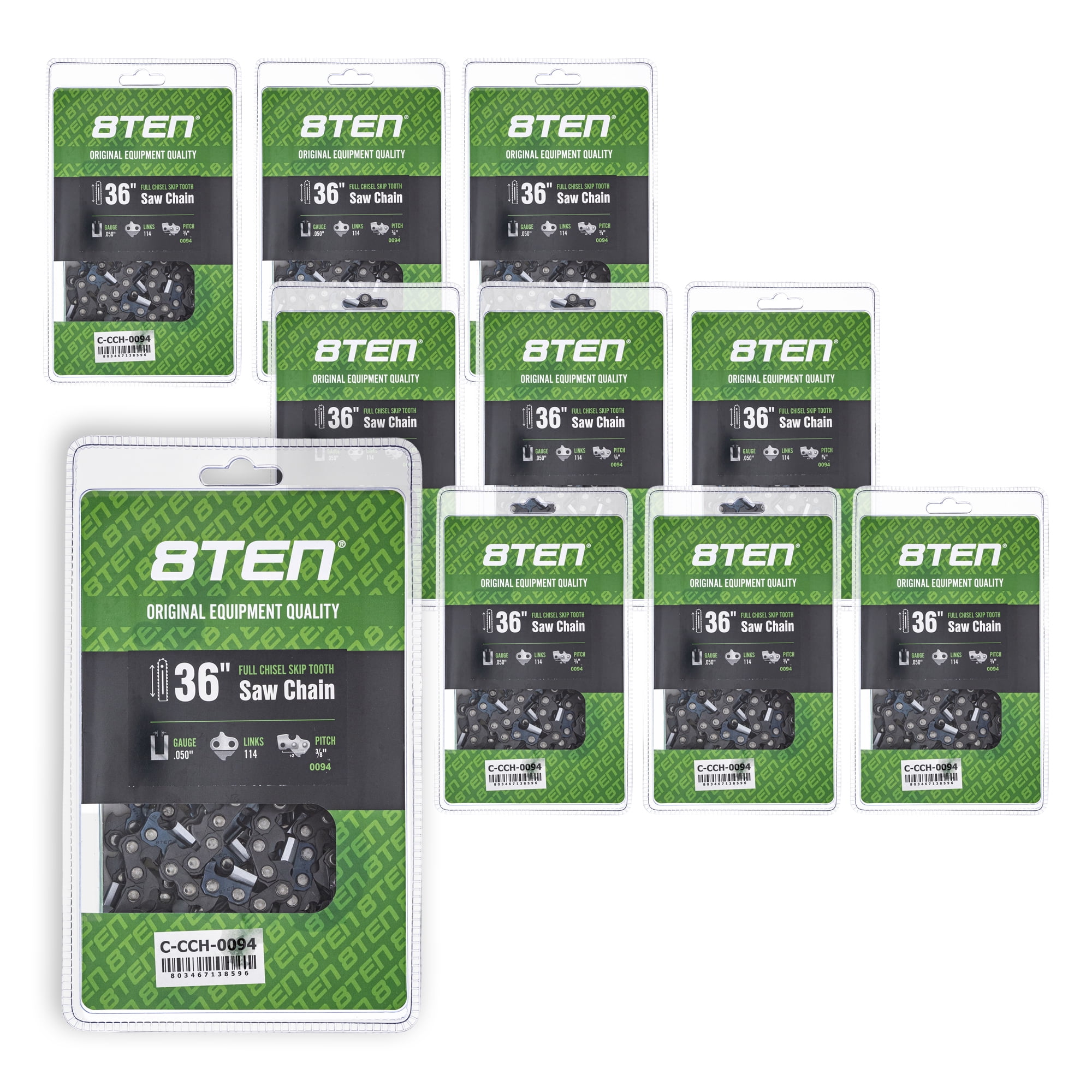 8TEN Full Chisel Skip Tooth Chainsaw Chain 36 inch .050 3/8 114DL for ...