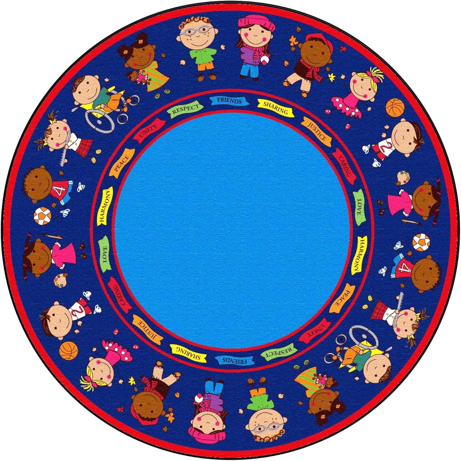 Full Circle Classroom Seating Rug 6' Round Area Rugs for Kids Bedroom ...