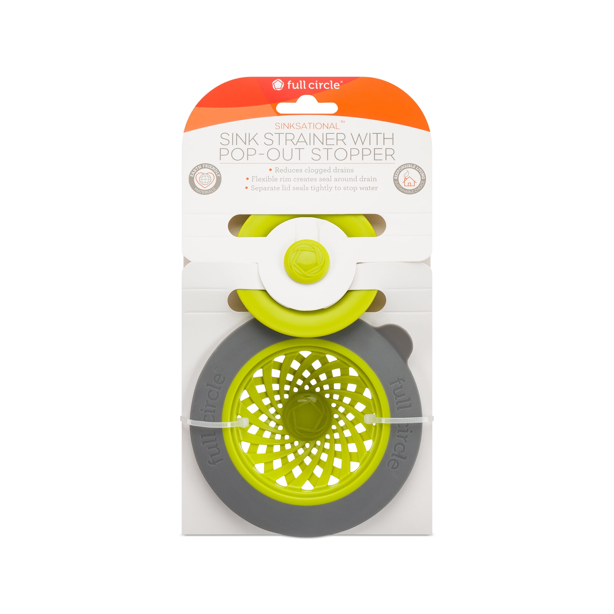 Full Circle Sinksational Kitchen Sink Strainer and Stopper Set - Green ...
