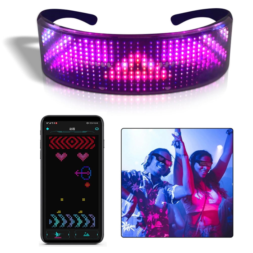Full Color Smart Glasses Programmable LED Bluetooth Glasses Luminous ...