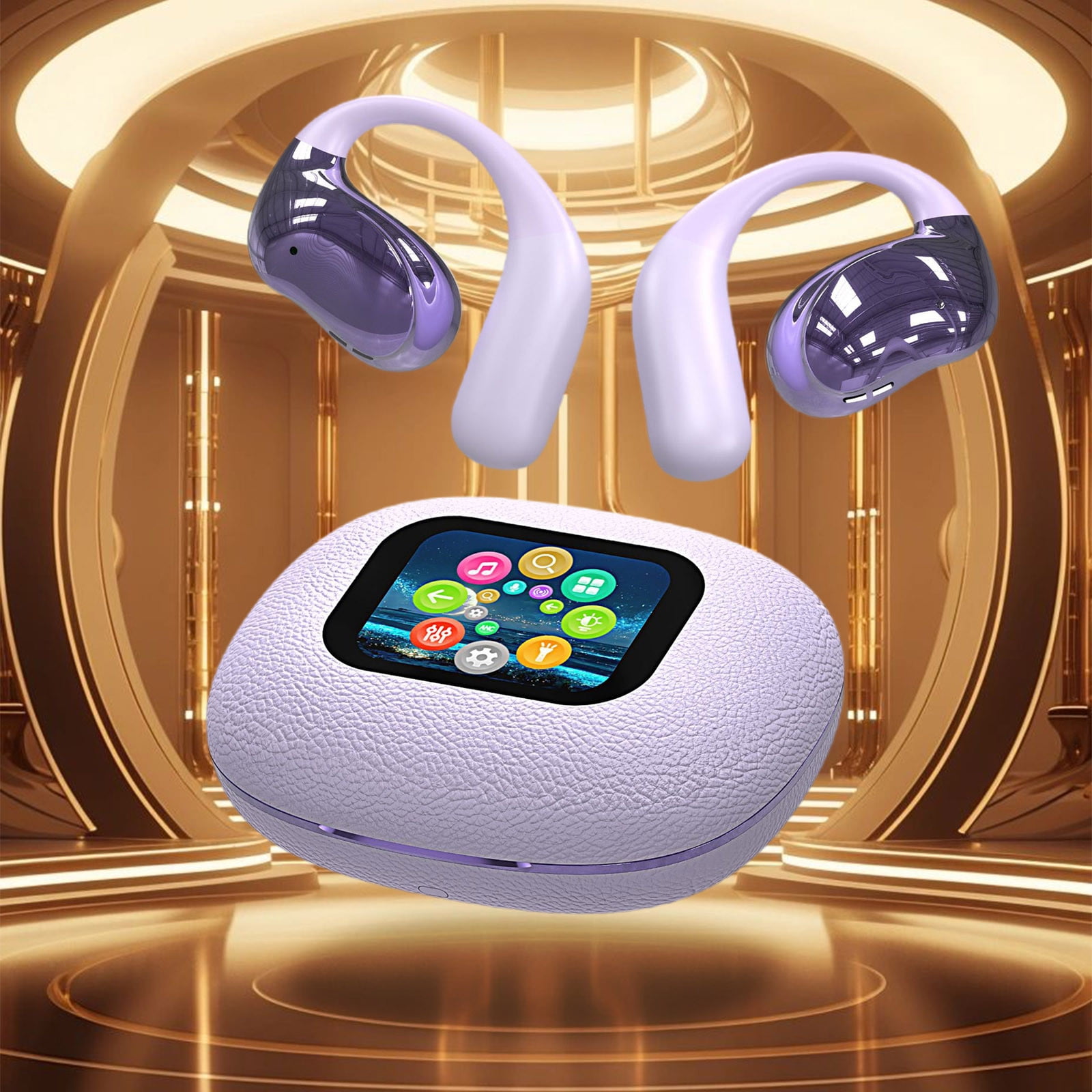 Full Color Touch Screen Bluetooth Headset Leather Textured Bluetooth ...