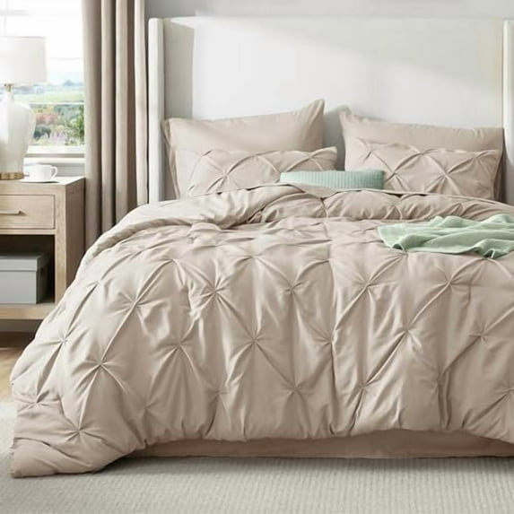 Full Comforter Set Beige - Bed in a Bag Full Size Bedding Set 7 Pieces ...