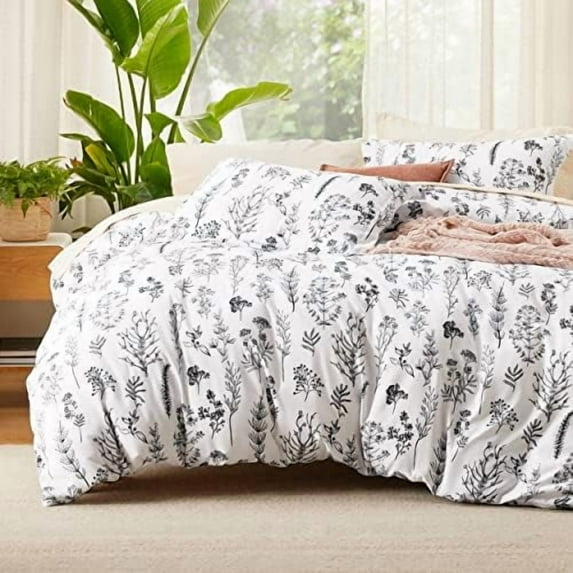 Full Comforter Set - Beige Bed Set, 3 Pieces Cute Floral Bedding, 1 ...