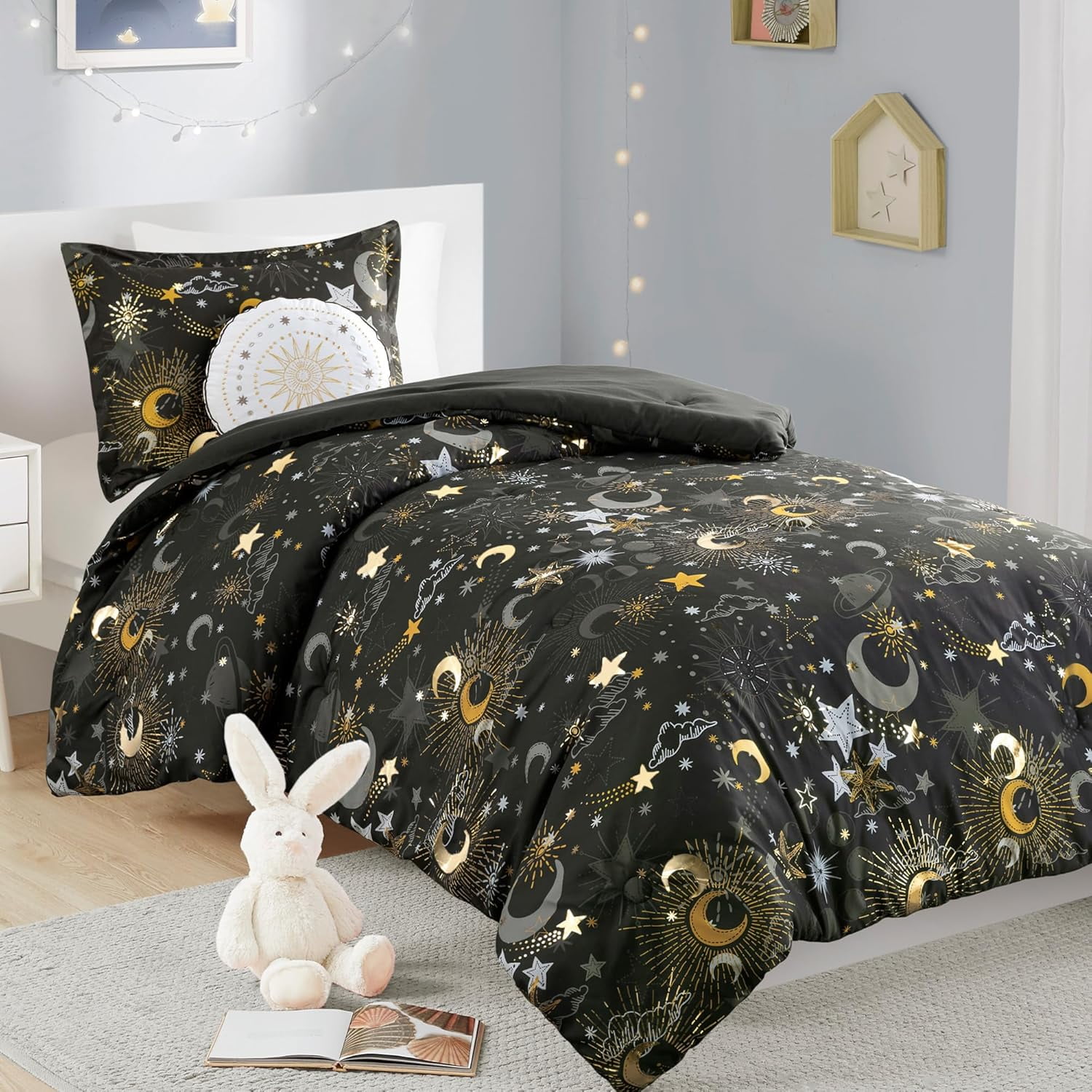 Full Comforter Set, Celestial Metallic Comforter Set with Starry Sky ...