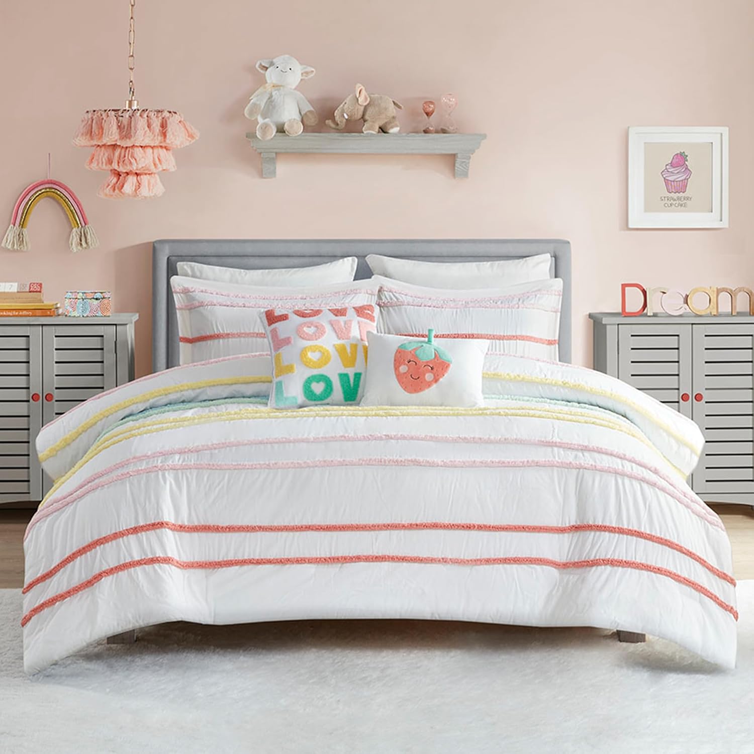 Full Comforter Set, Cotton Comforter Set, Casual Fun Colors Chenille ...