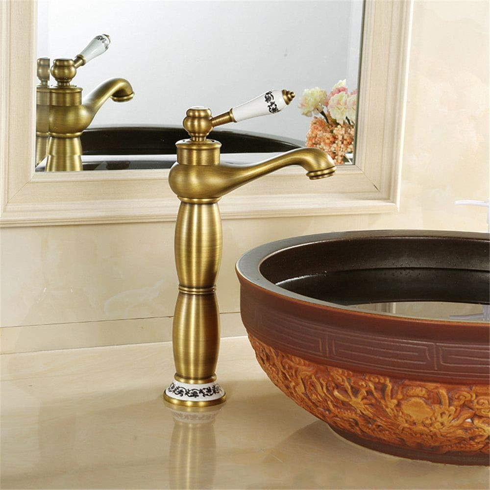 Full Copper Blue and White Antique Basin Faucet Hot and Cold Water ...