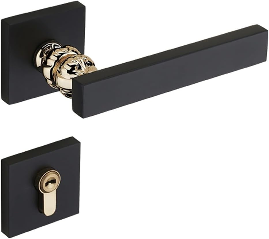 Full Copper Forged Interior Wood Door Lock Bright Gold Handle Split ...