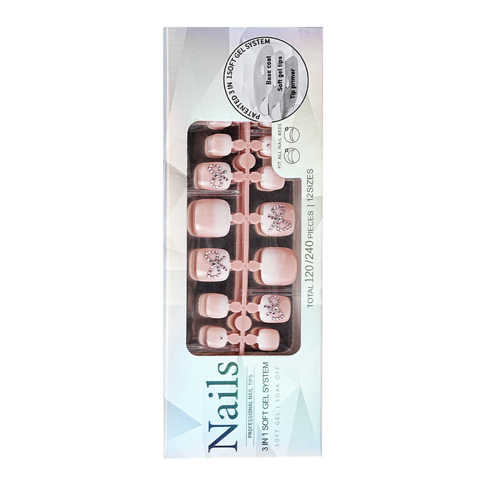 Full Cover Fake Toe Nails 120Pcs Quick Application Toenails Long Wear ...
