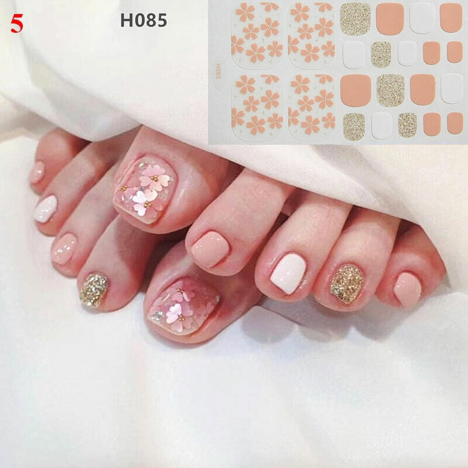 Full Cover Toenail Sticker Flower Print Waterproof Nail Wraps Toe Nail ...
