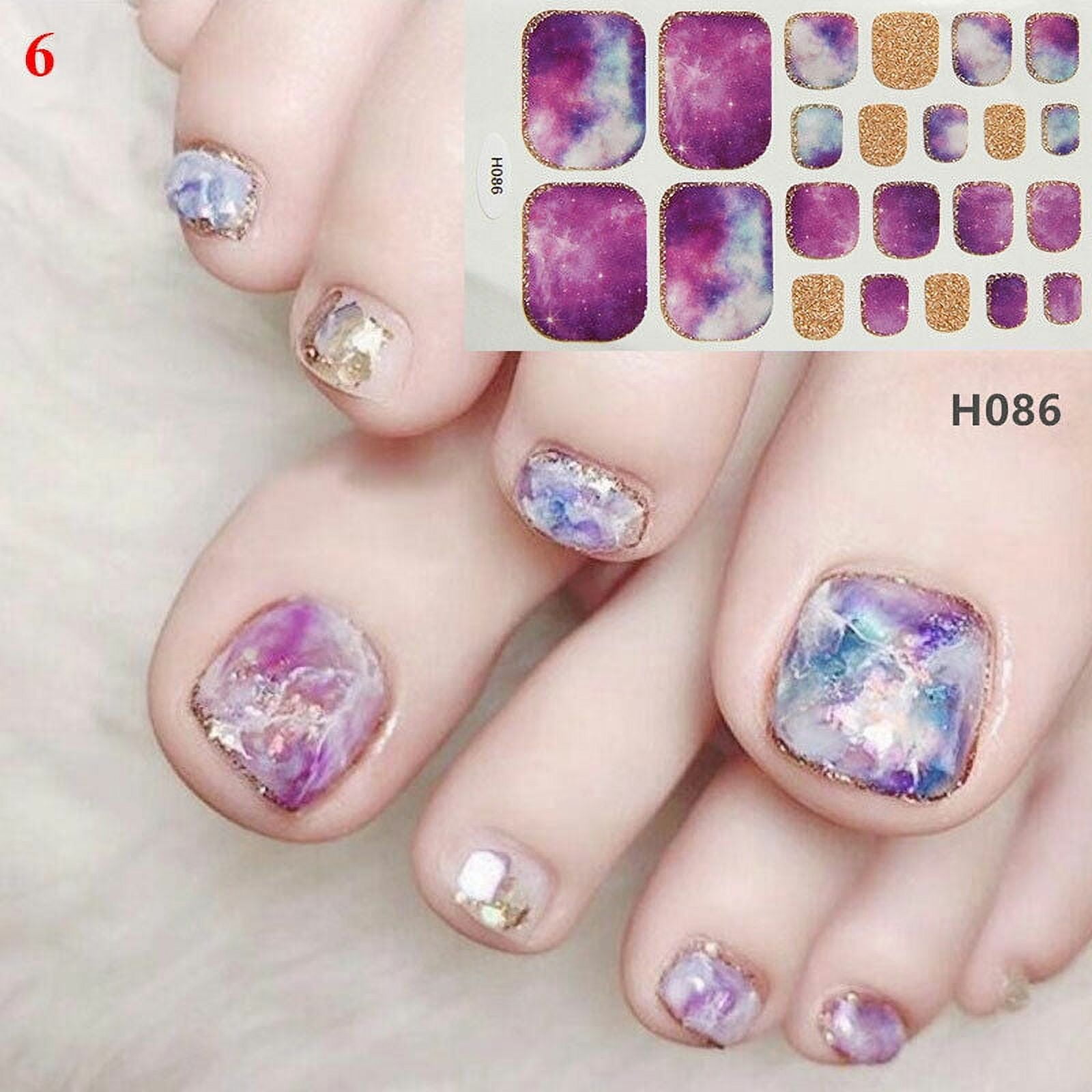 Full Cover Toenail Sticker Flower Print Waterproof Nail Wraps Toe Nail ...