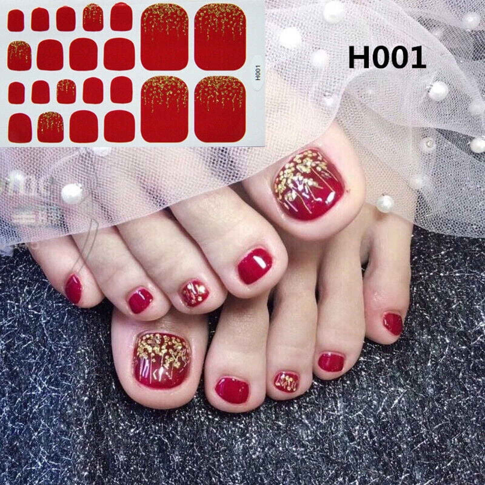 Full Cover Toenail Sticker Flower Print Waterproof Nail Wraps Toe Nail ...