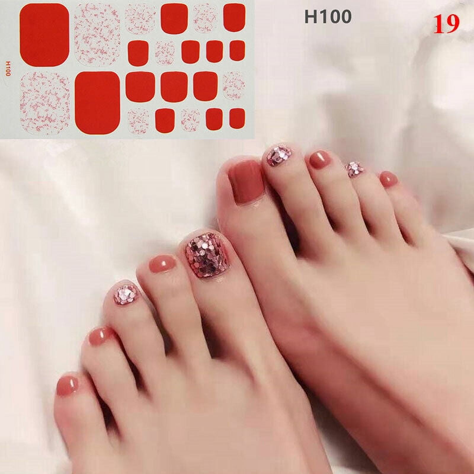 Full Cover Toenail Sticker Flower Print Waterproof Nail Wraps Toe Nail ...